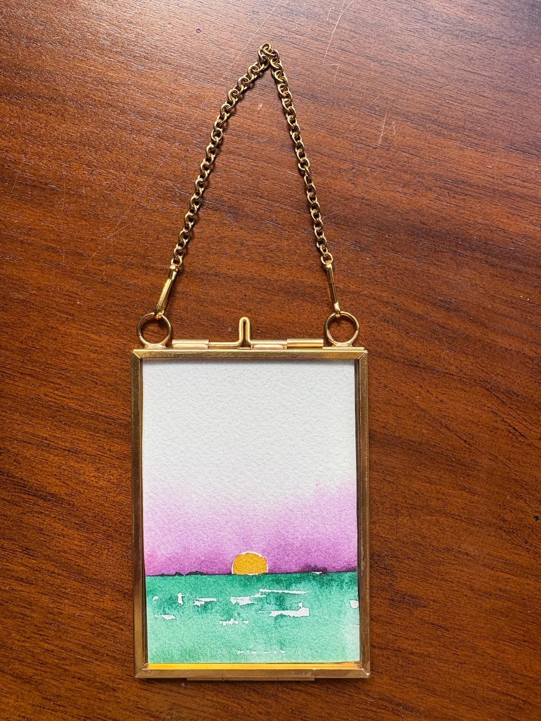 Mini Framed 90s Sunset Mini Watercolor Painting: Abstract Coastal Art ...