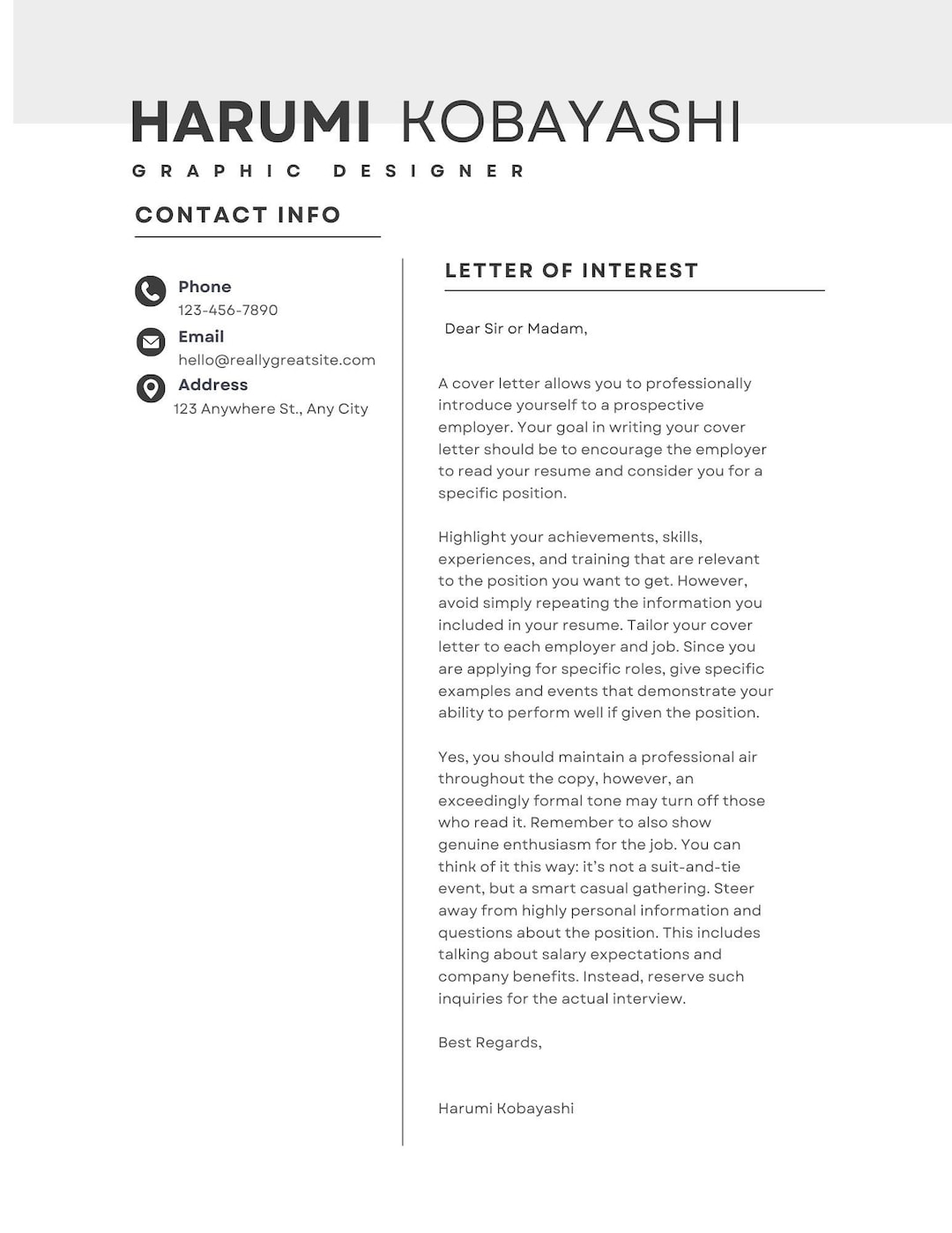 Cover Letter & Resume' Combo Template (2 Pages) - Etsy