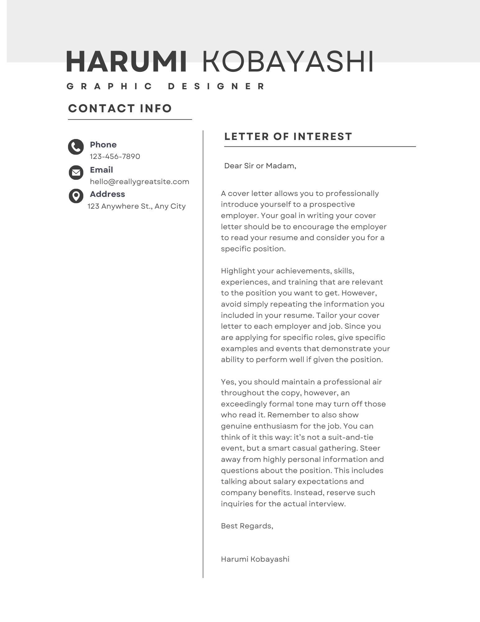 Cover Letter & Resume' Combo Template (2 Pages) - Etsy