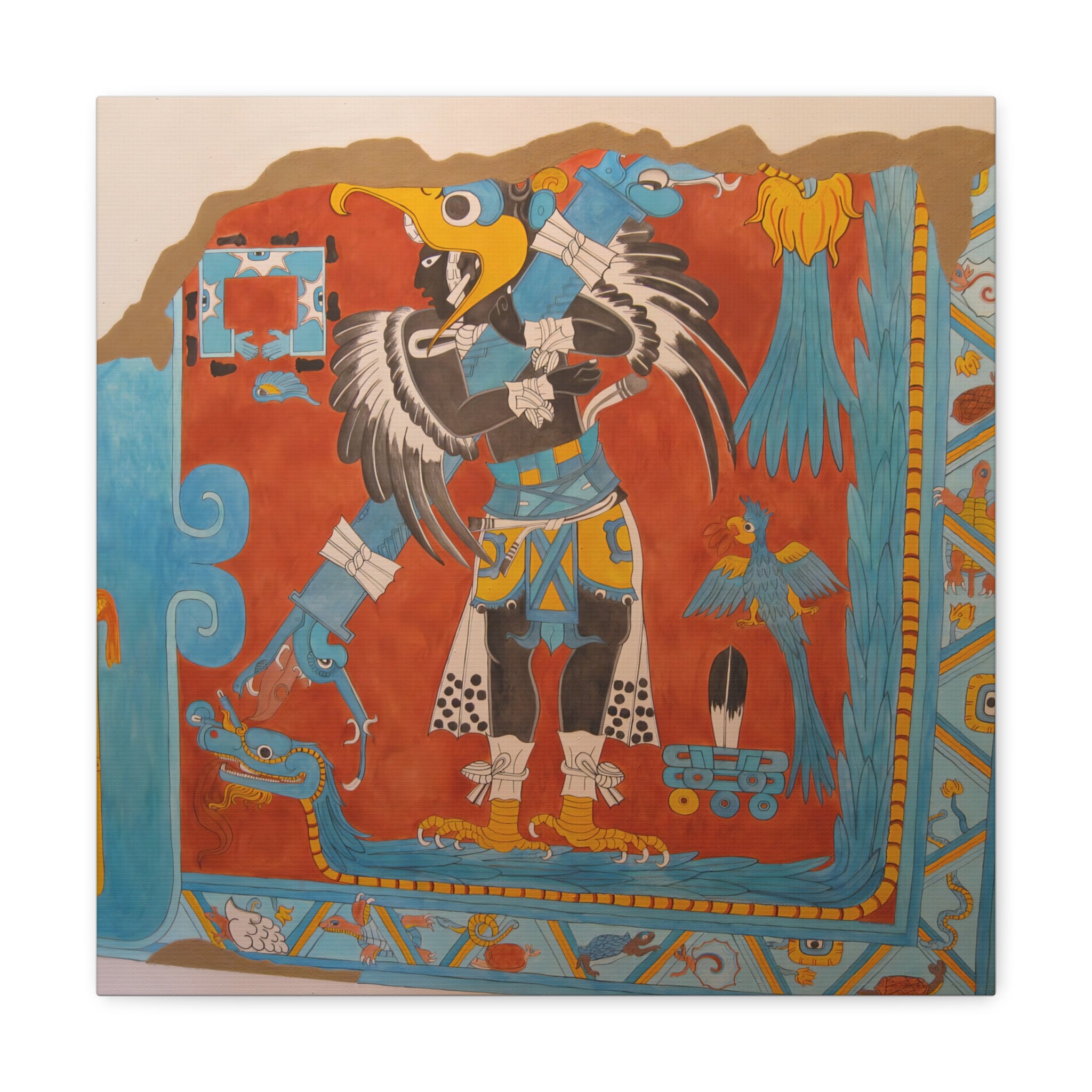 Ancient Cacaxtla Murals: Bird Man - North America - Canvas - Etsy