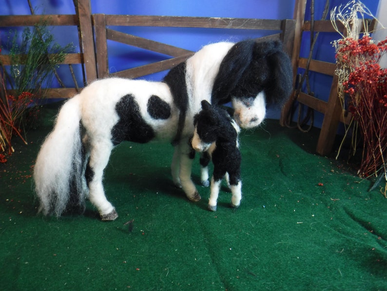 Needle Felted Shetland Pony Mare and Foal Felt Felting - Etsy