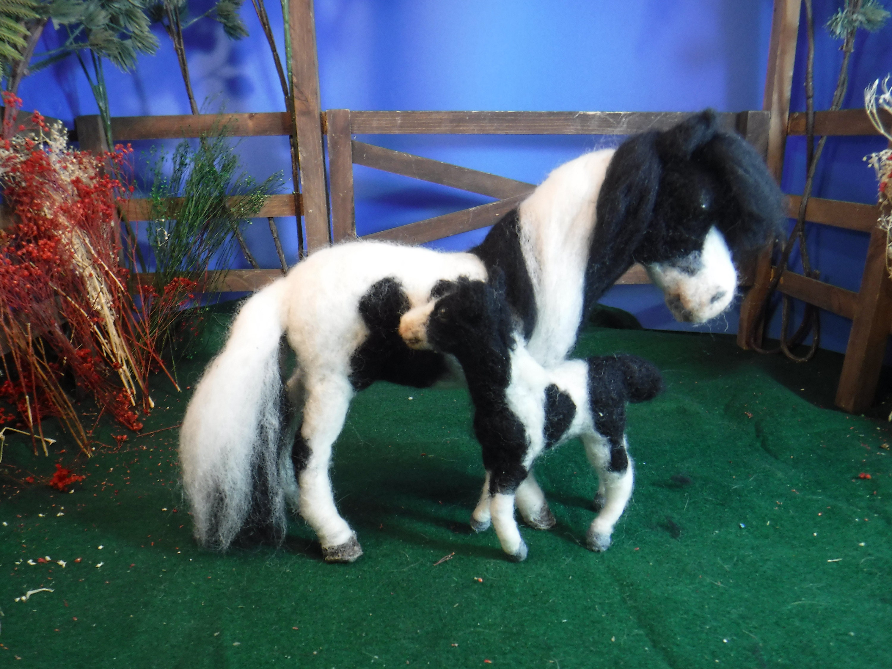 Needle Felted Shetland Pony Mare and Foal Felt Felting - Etsy