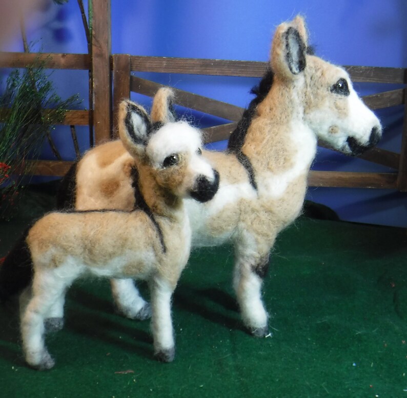 Needlefelted Felt Spotted Donkey and Foal. - Etsy