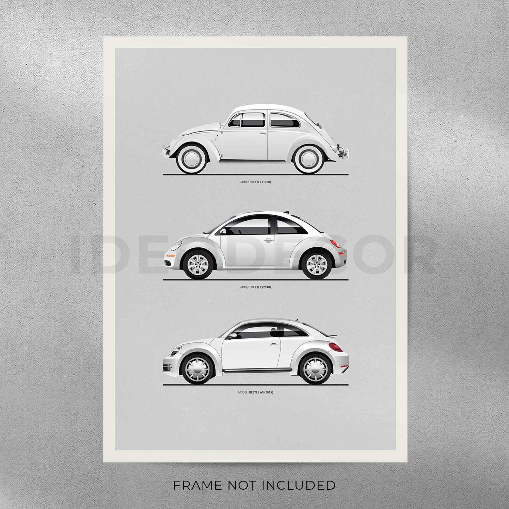 VW Beetle Poster, Car Evolution Print, German Cars, Home Decor, Wall ...