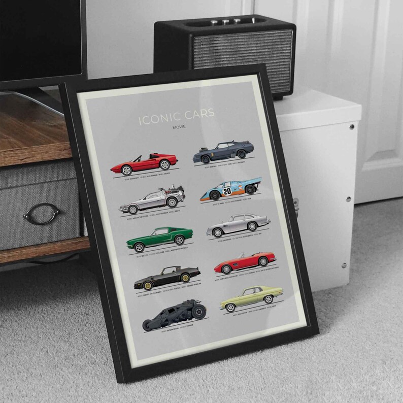 Movie Cars Poster, 10 Famous Cars From Films. the Excellent Home Decor ...