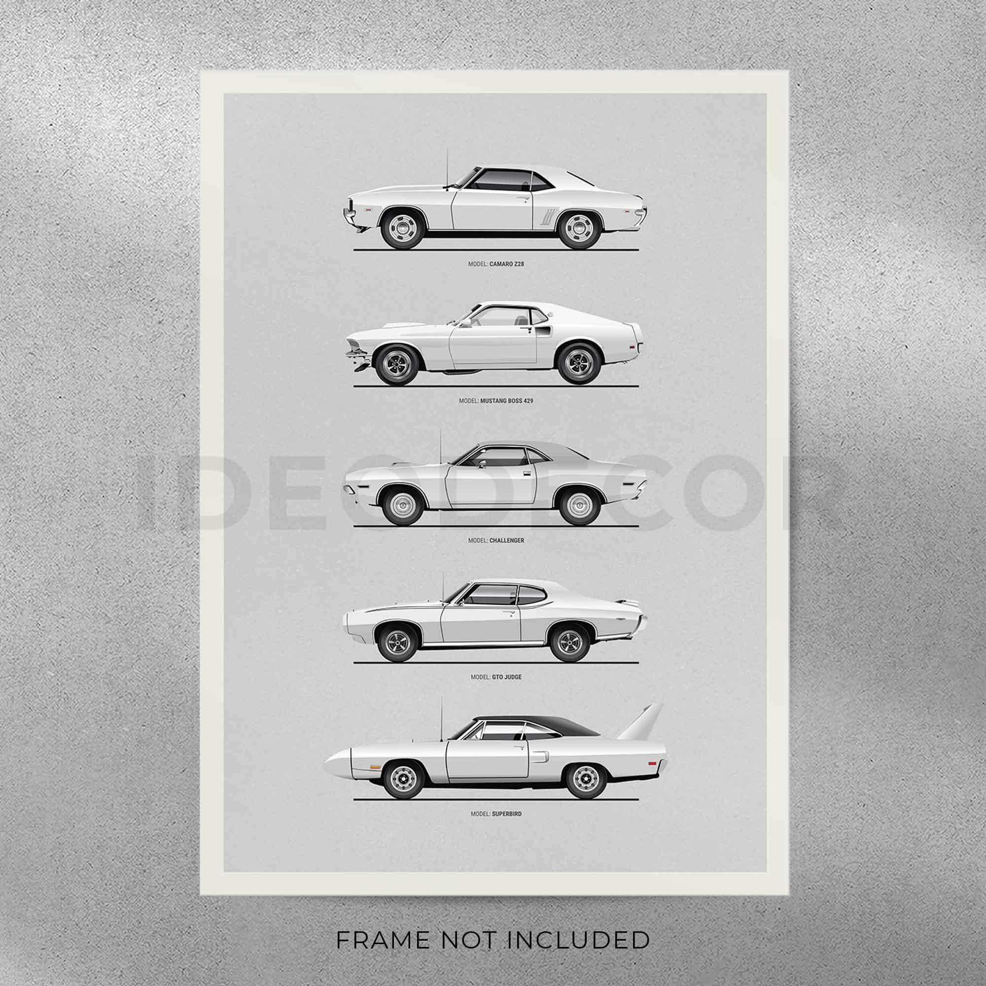 Muscle Cars Poster, American Cars Print. Iconic USA Muscle. Home Decor ...