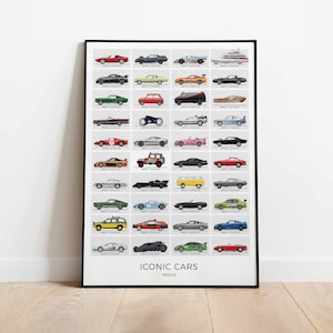 Movie Cars Poster, Cars From Films and TV. Home Decor, Wall Art Kids ...