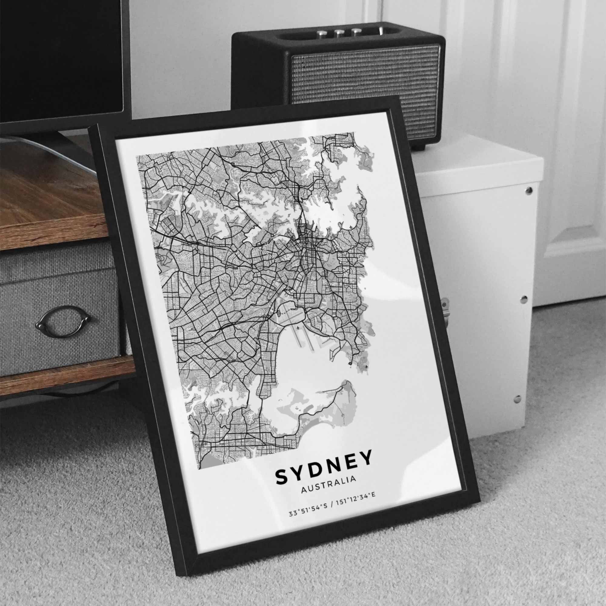 Sydney Map Poster Sydney Wall Decor Sydney Wall Art City Map Art Sydney ...