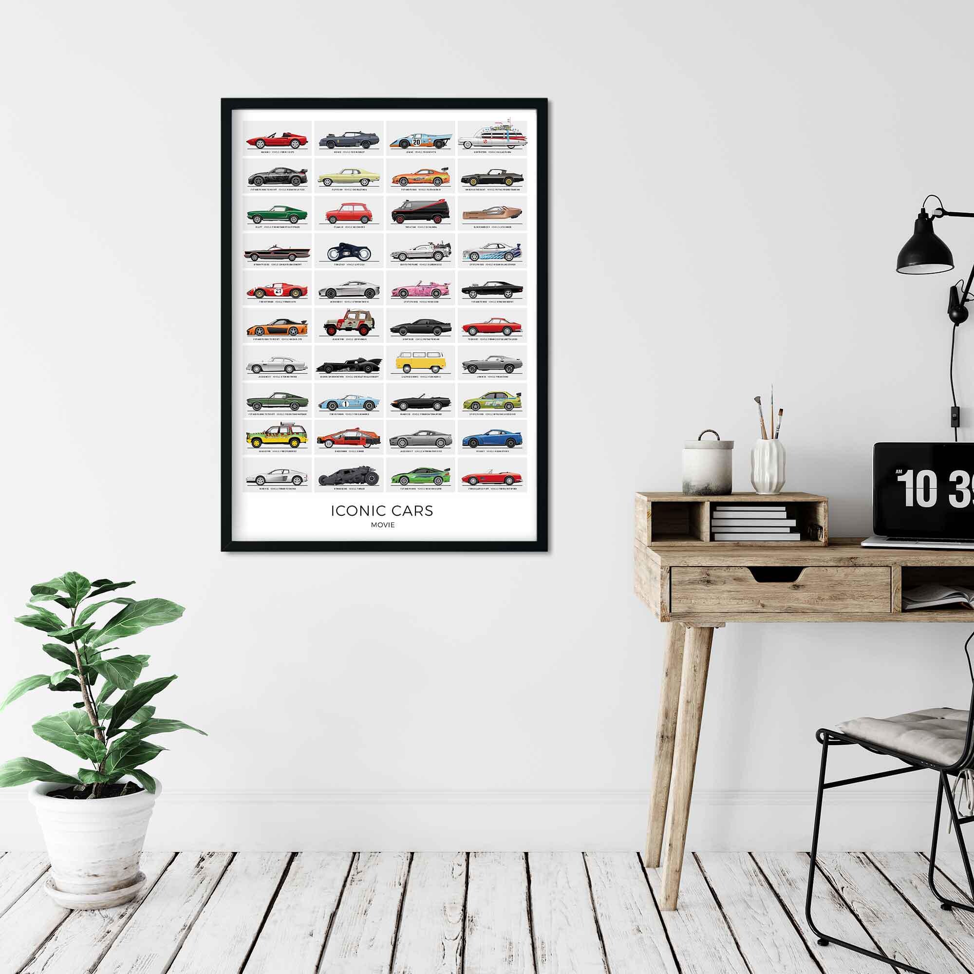 Movie Cars Poster, 40 Iconic Cars From Films Print. the Excellent Home ...