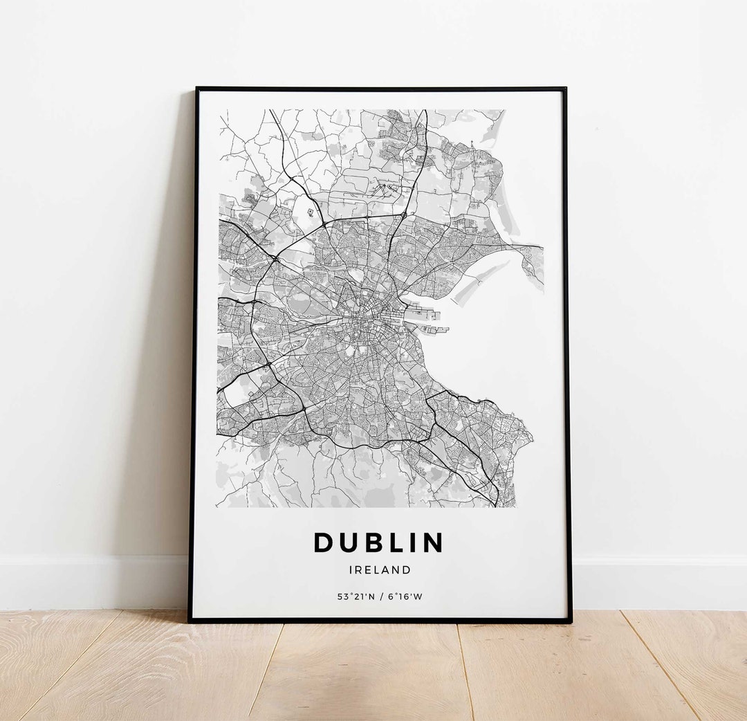 Dublin Map Wall Art City Map Print Dublin Poster Ireland Dublin Art ...