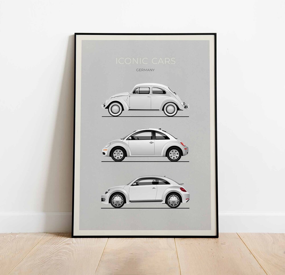 VW Beetle Poster, Car Evolution Print, German Cars, Home Decor, Wall ...