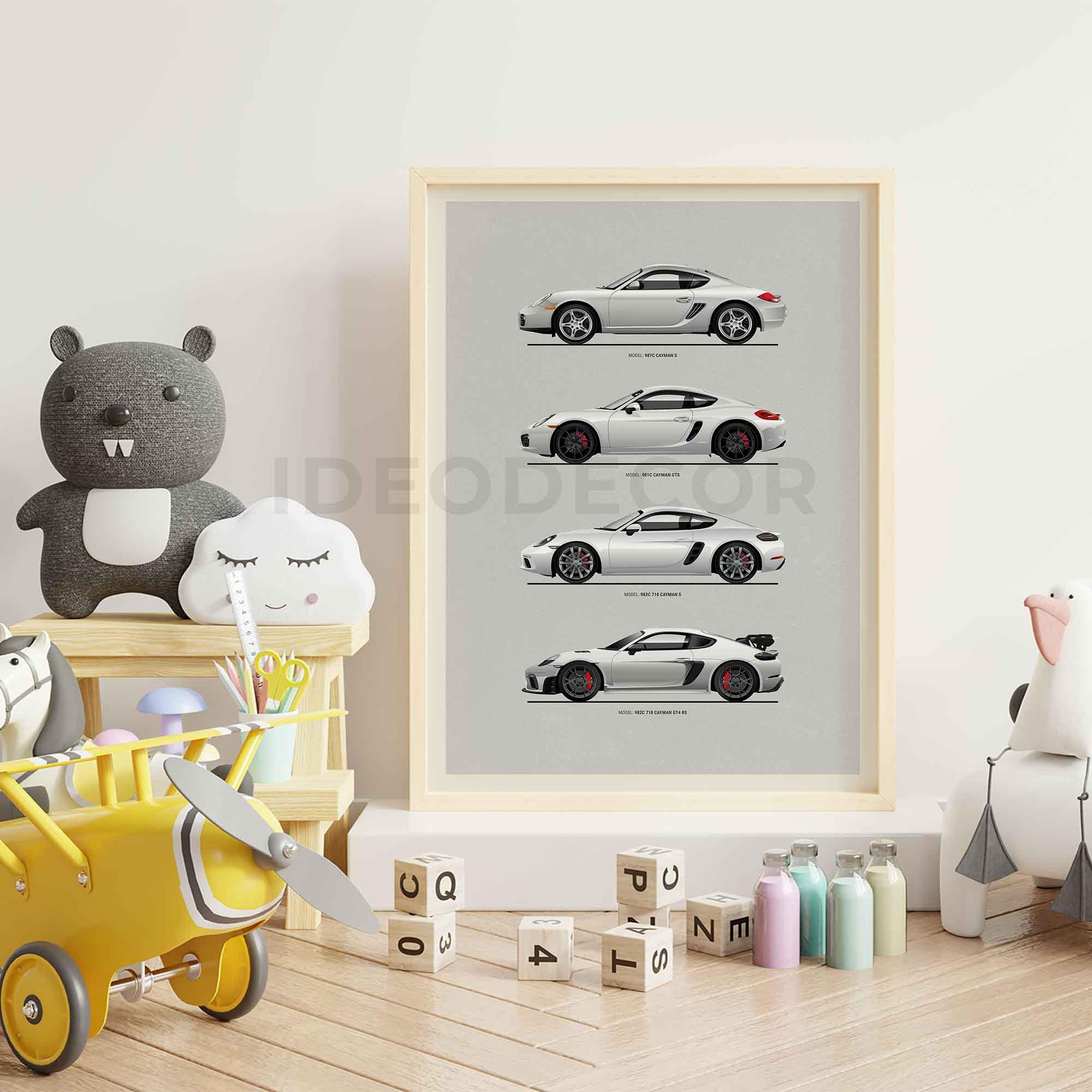 Porsche Cayman Poster, Car Evolution Print. Home Decor, Wall Art Kids ...
