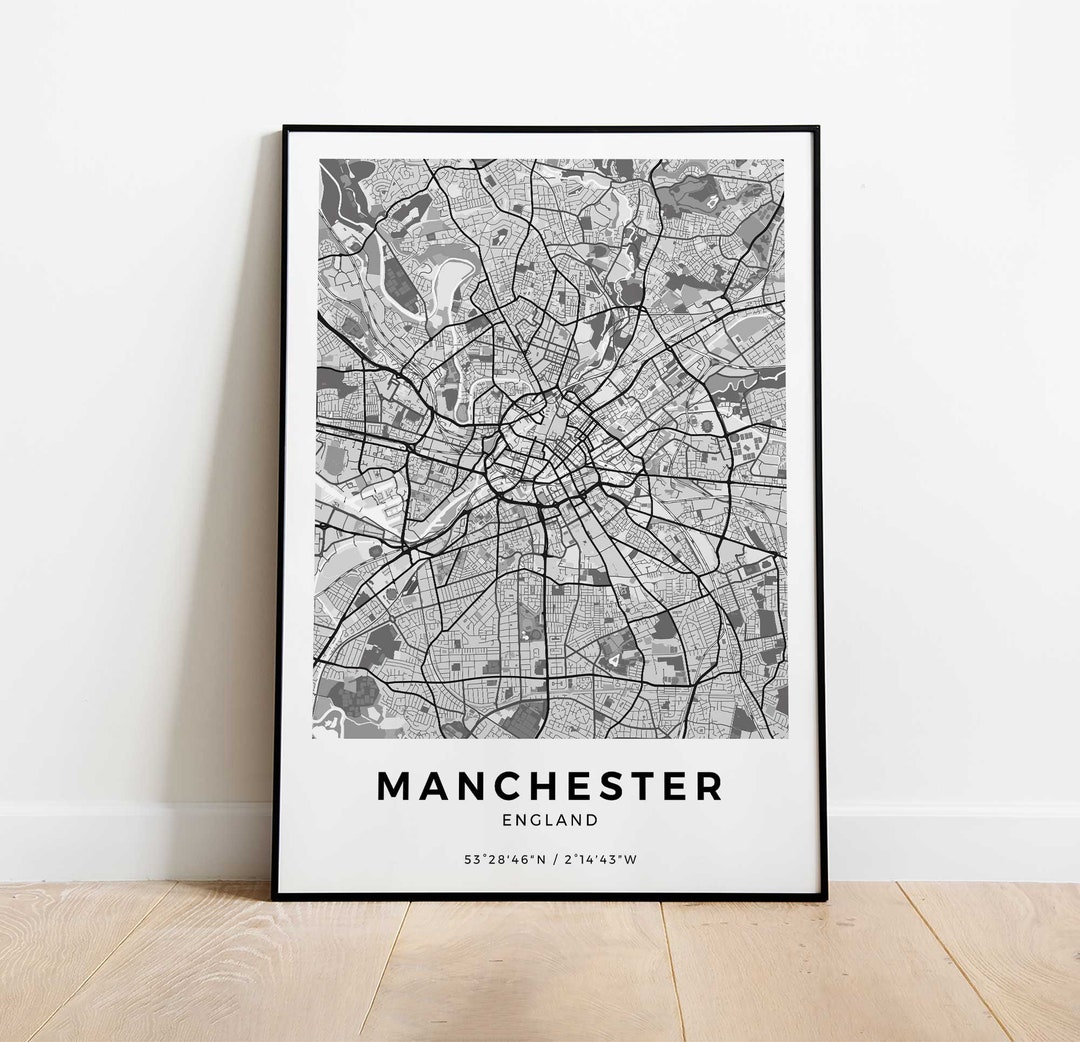 Manchester Map Poster | Manchester Wall Decor | Manchester Wall Art ...