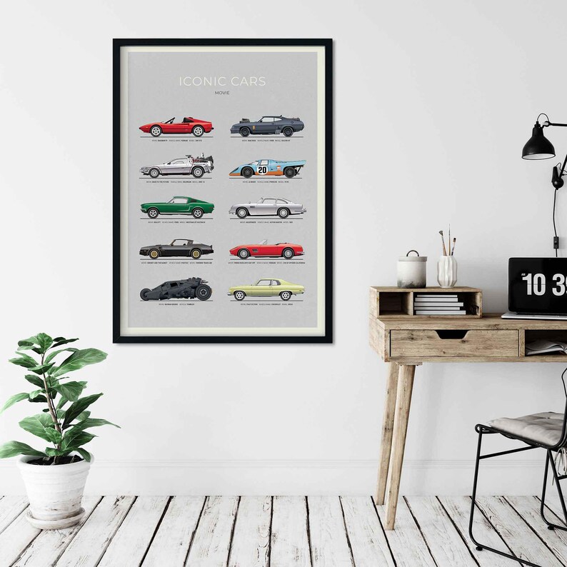 Movie Cars Poster, 10 Famous Cars From Films. the Excellent Home Decor ...