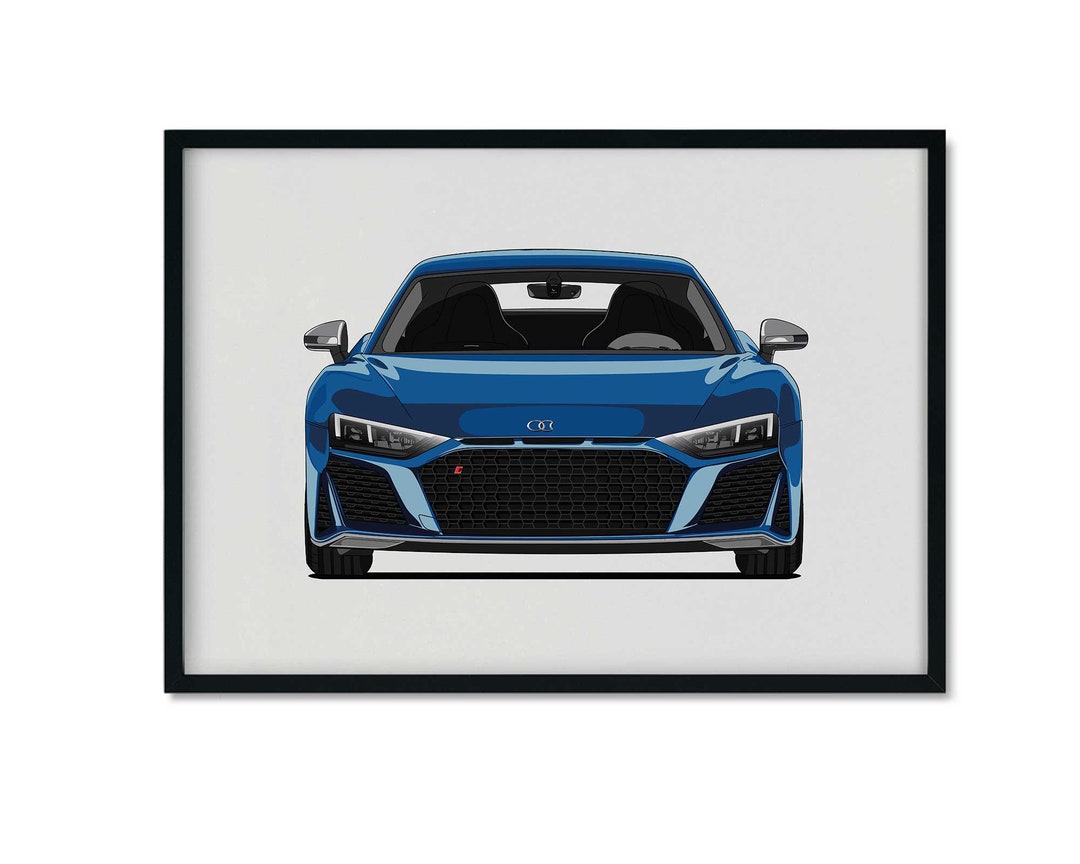 Audi R8 Poster, Car Illustration Print, Wall Art to Decorate Kid's Room ...
