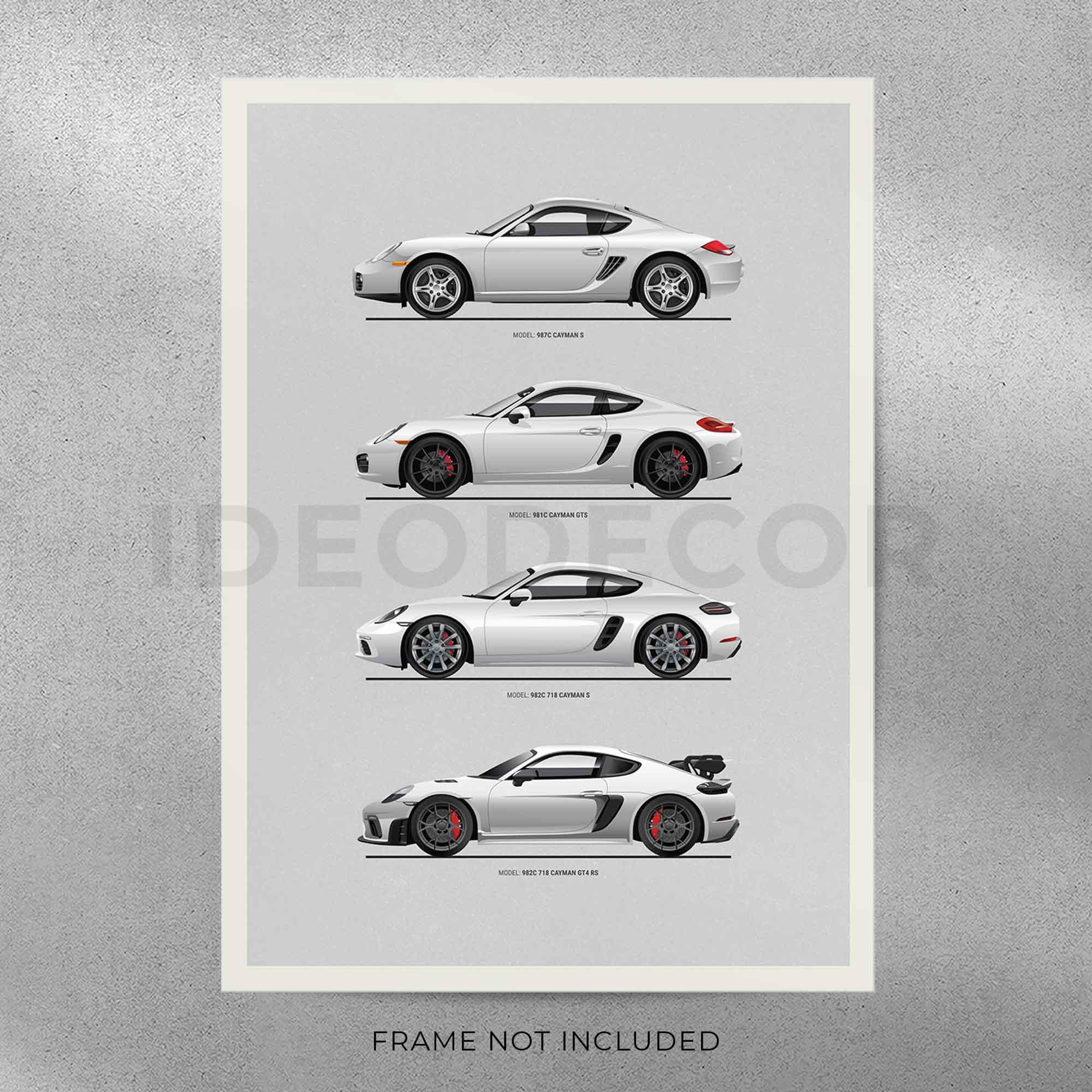 Porsche Cayman Poster, Car Evolution Print. Home Decor, Wall Art Kids ...