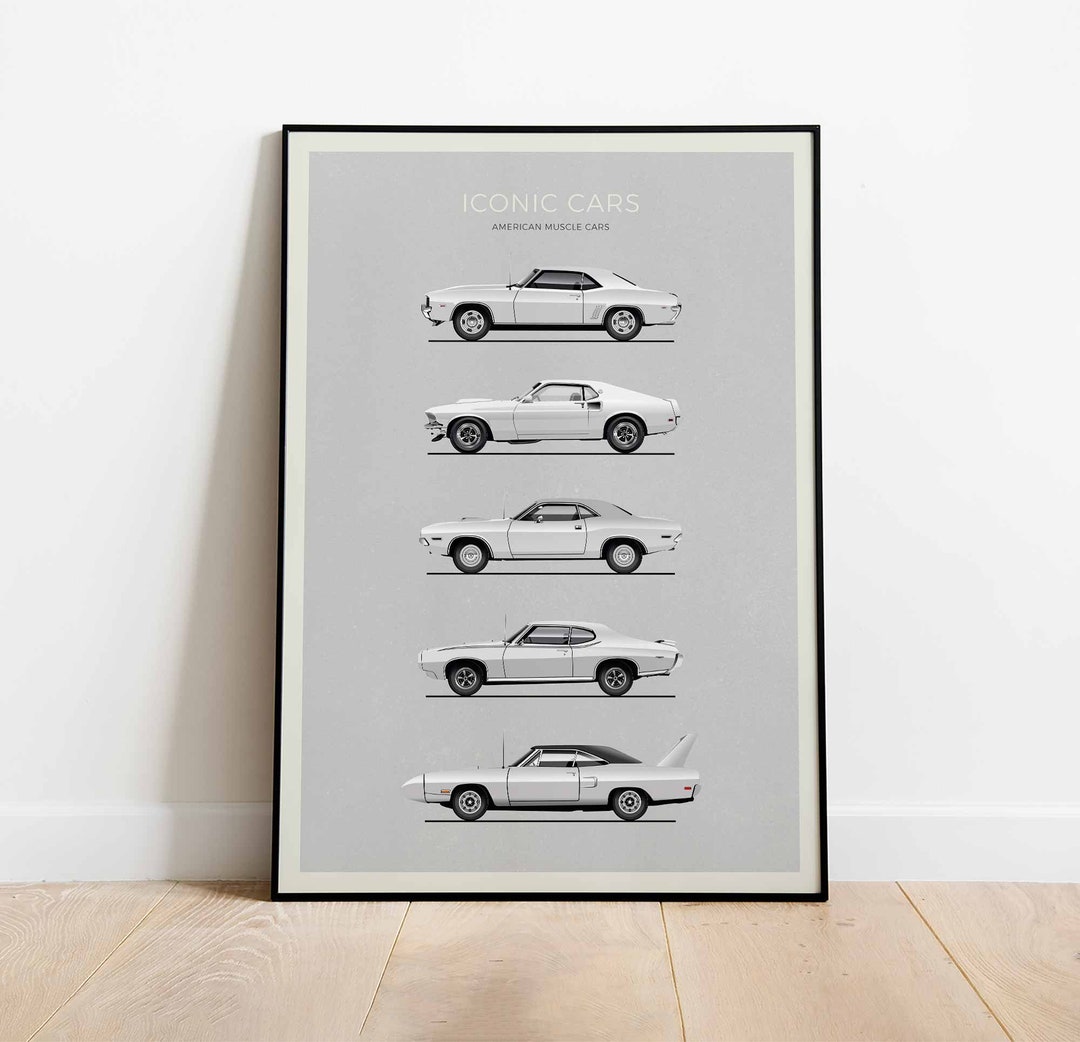 Muscle Cars Poster, American Cars Print. Iconic American Muscle. Home ...