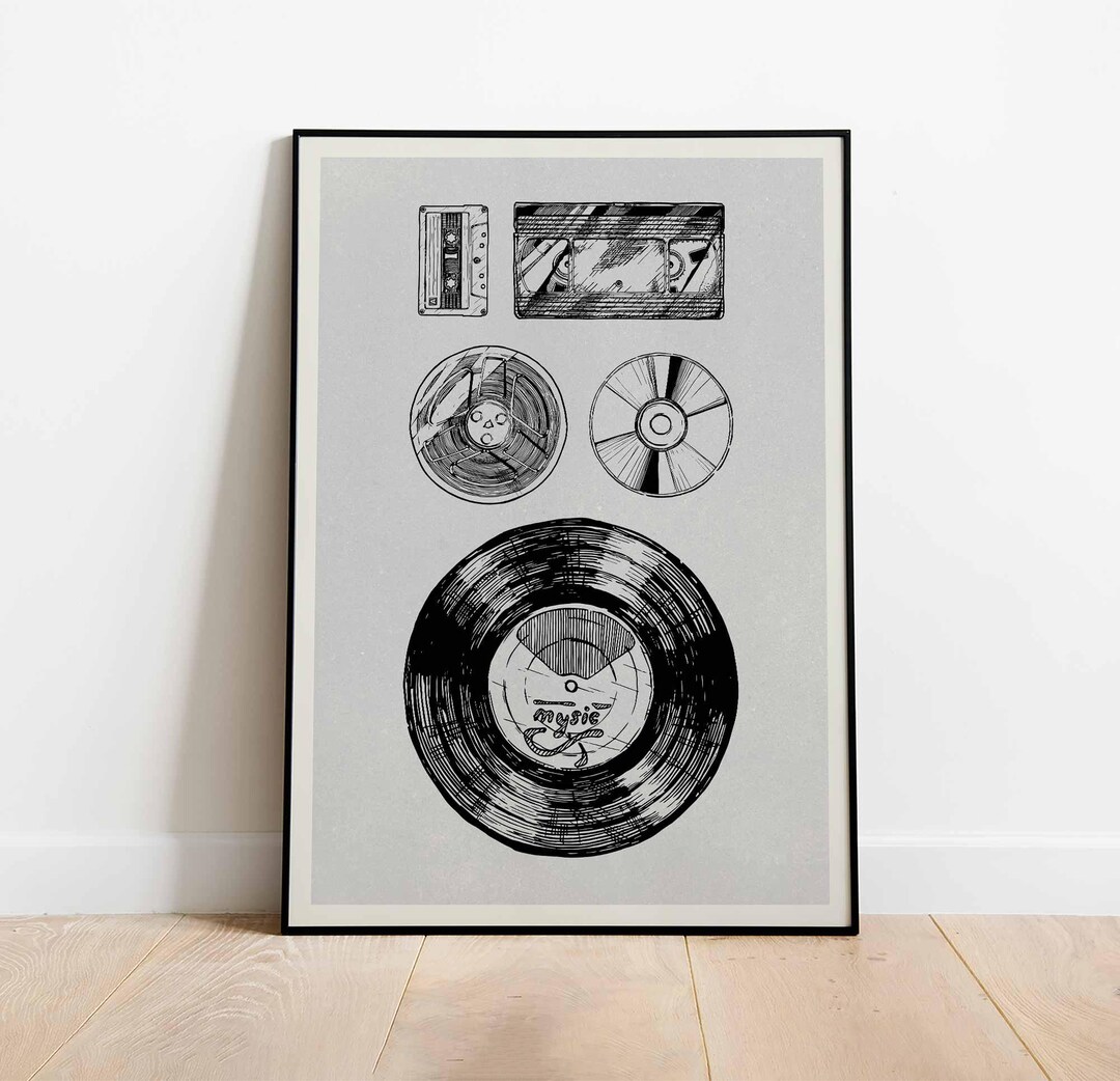 Music Through the Ages Poster, Retro Media Evolution Prints, Vinyl ...