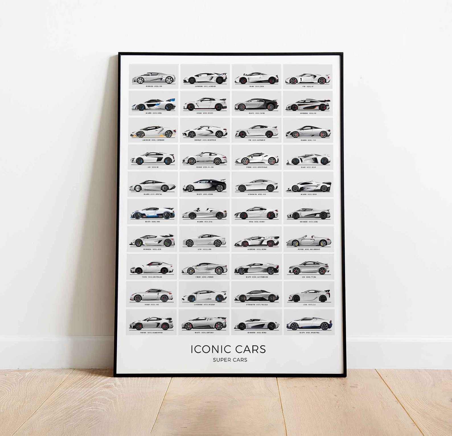 Supercars Poster Print. 40 Super Cars Collage Wall Art. Home Decor ...