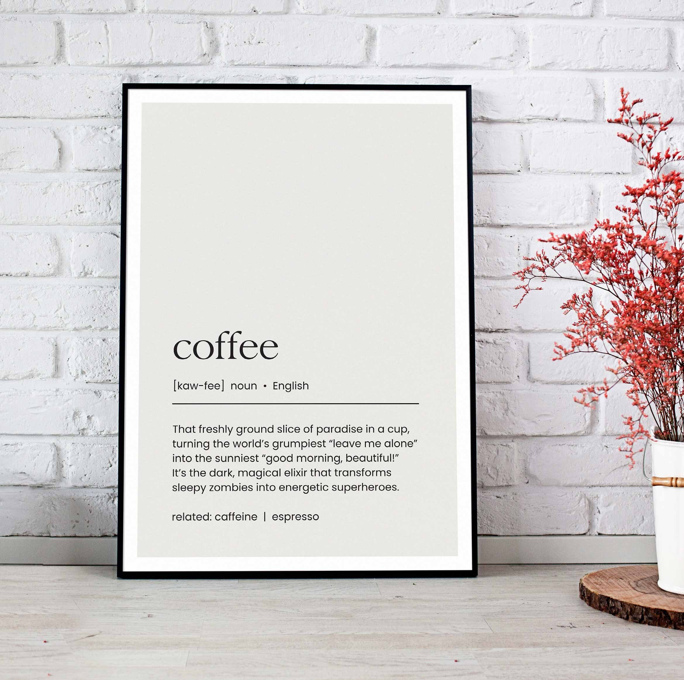 Kaffee-Definition-Wandkunst Kaffeebar zum Ausdrucken Kaffeeplakat ...
