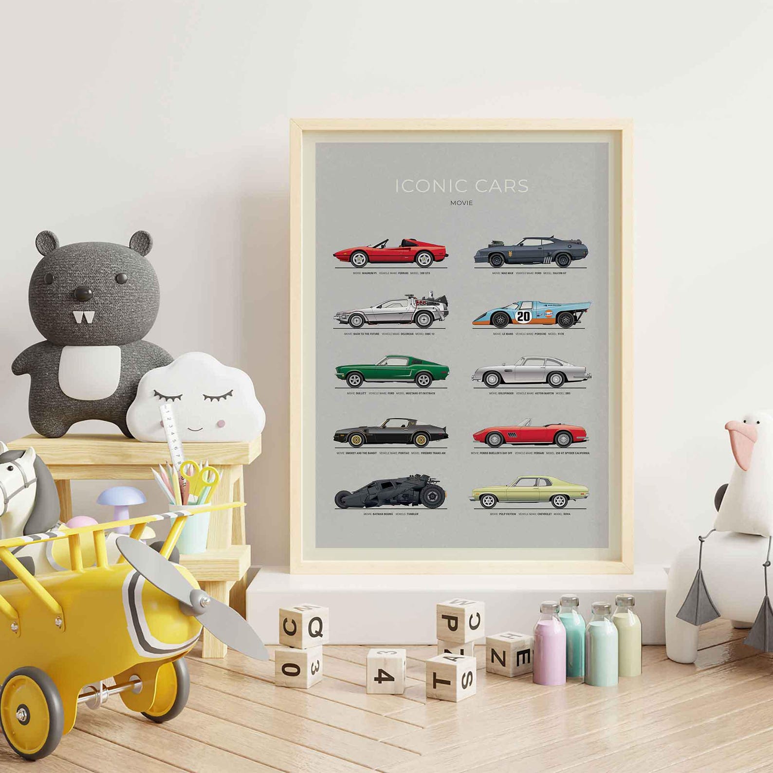 Movie Cars Poster, 10 Famous Cars From Films. the Excellent Home Decor ...
