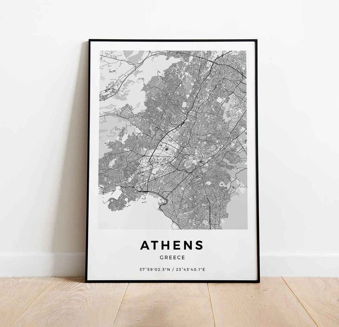 Athens Map Poster City Map Print Athens Greece Wall Art Home Decor ...