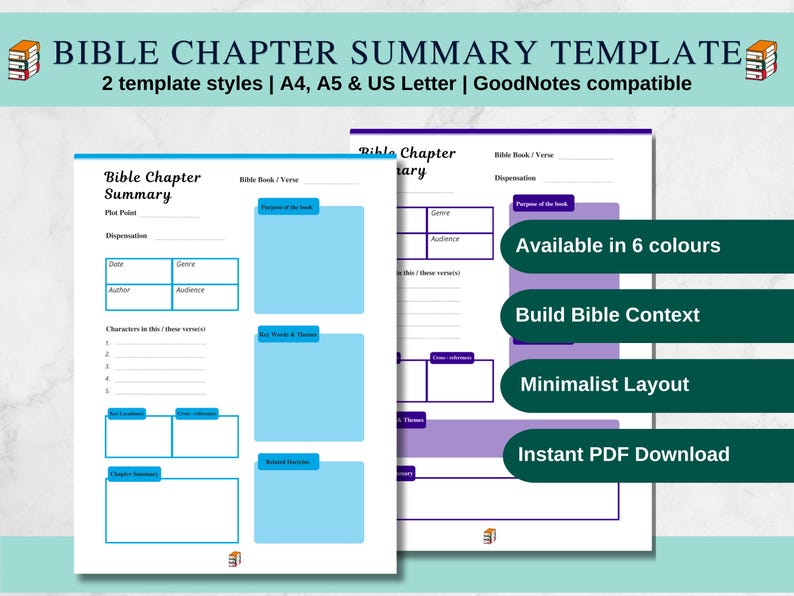 Bible Study Printable, Bible Chapter Summary Bundle, Bible Study ...