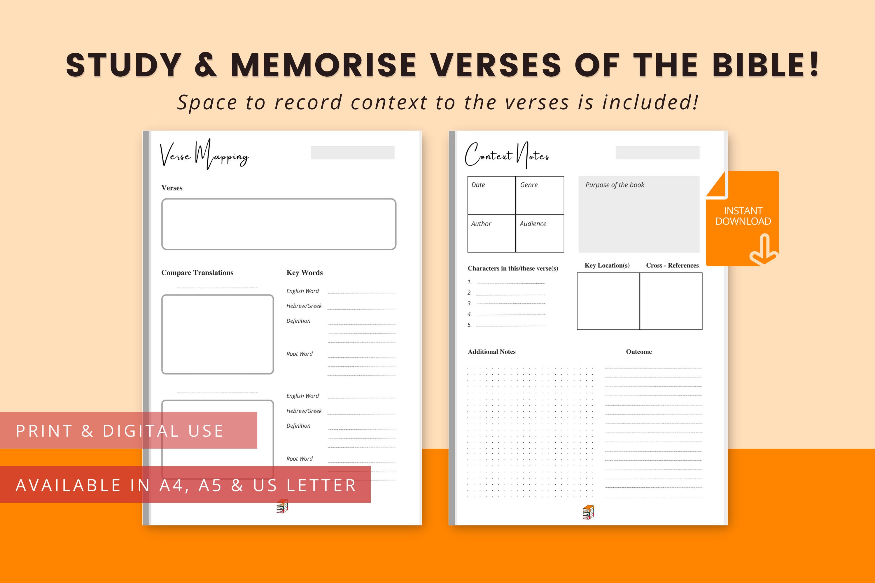 Bible Verse Mapping Printable Verse Study Template Digital - Etsy