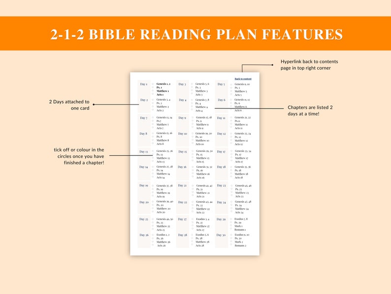 2-1-2 Bible Reading Plan: Undated Daily Guide (digital Download) - Etsy