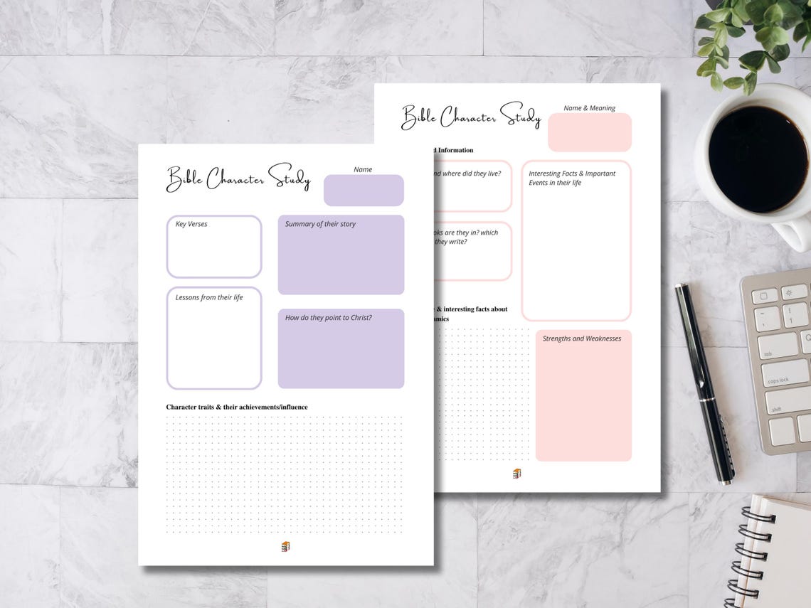 Bible Character Study Template Printable Biblical Character Study Notes ...
