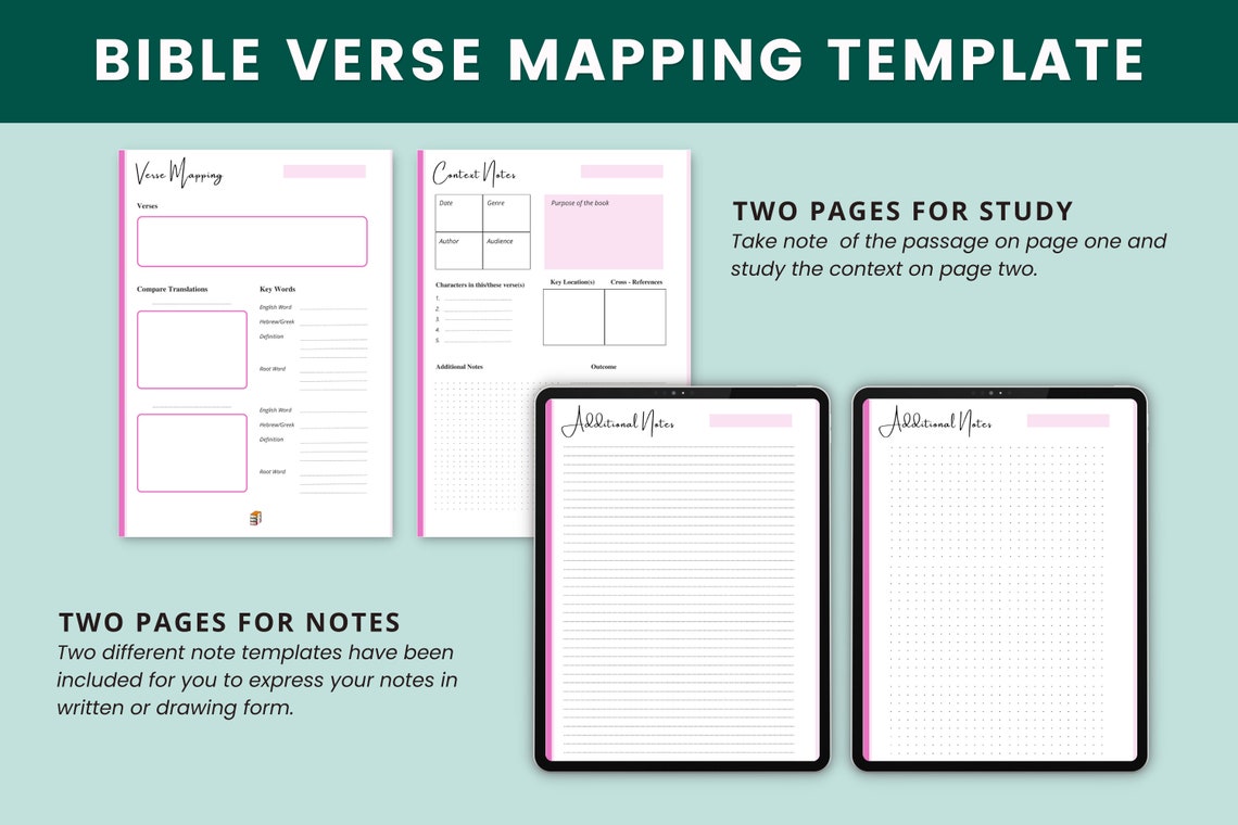 Bible Verse Mapping Printable, Verse Study Template Digital Bible Study ...