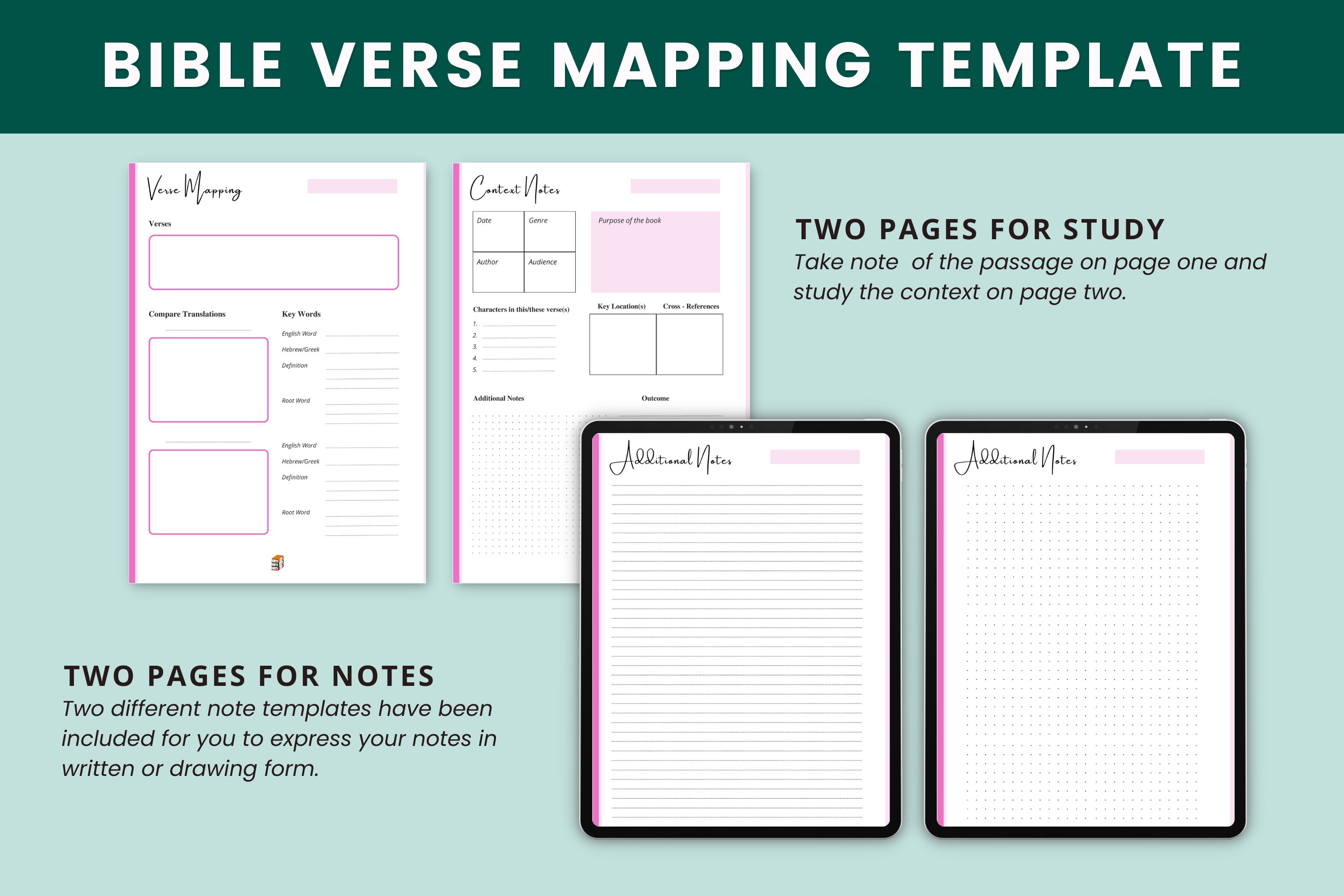 Bible Verse Mapping Printable, Verse Study Template Digital Bible Study ...