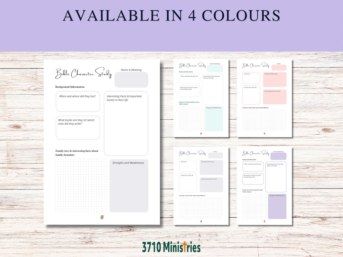 Bible Character Study Template Printable Biblical Character Study Notes ...