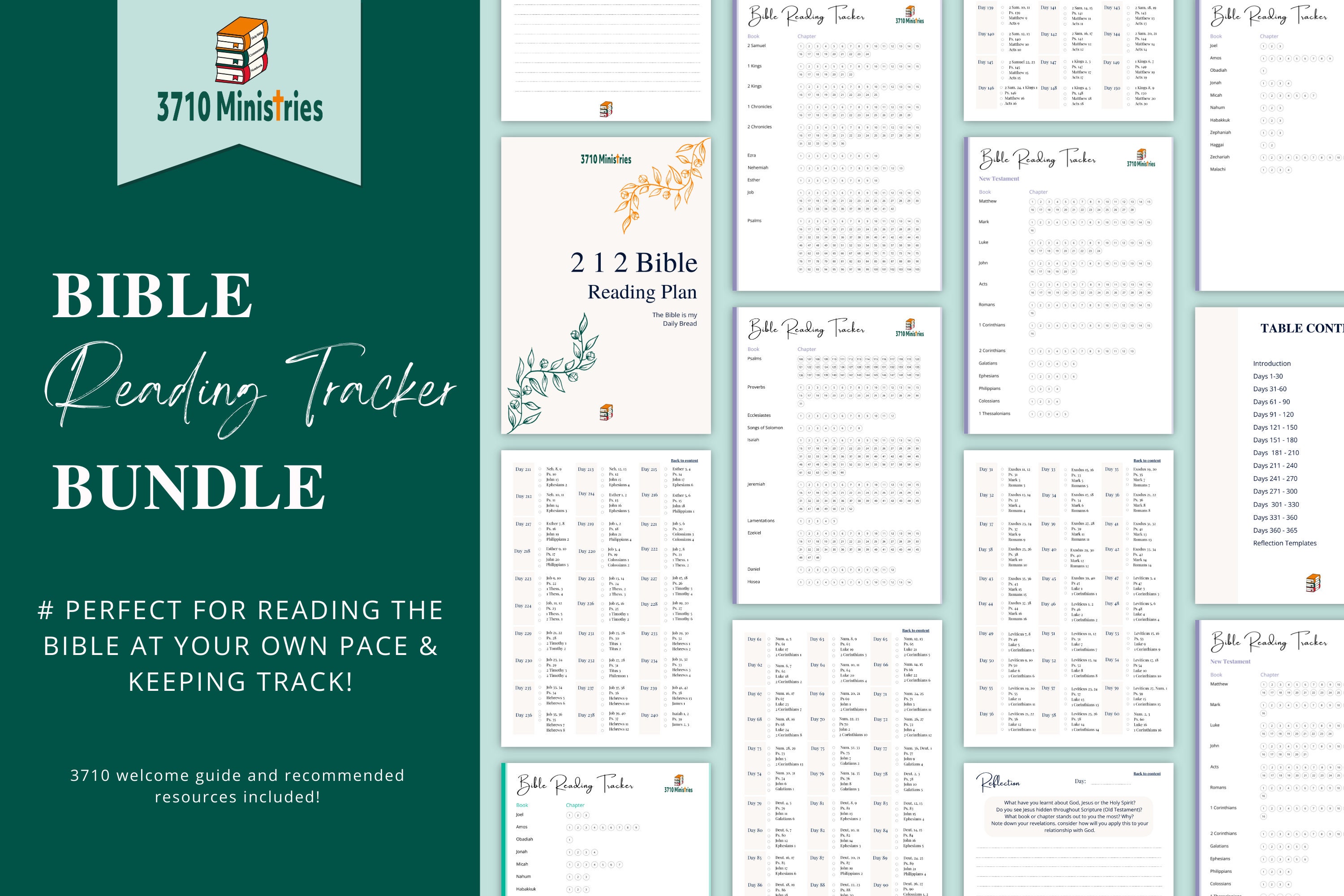 Bible Reading Tracker Printable Bundle, 2 1 2 Bible Plan, Bible Reading ...