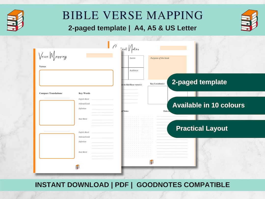 Bible Verse Mapping Printable, Verse Study Template Digital Bible Study ...