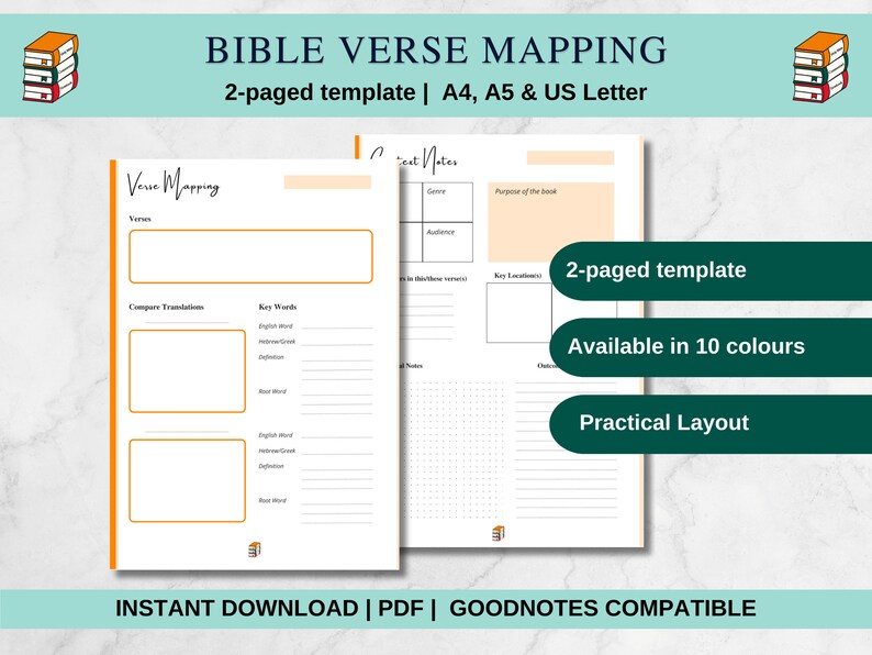 Bible Verse Mapping Printable, Verse Study Template Digital Bible Study ...