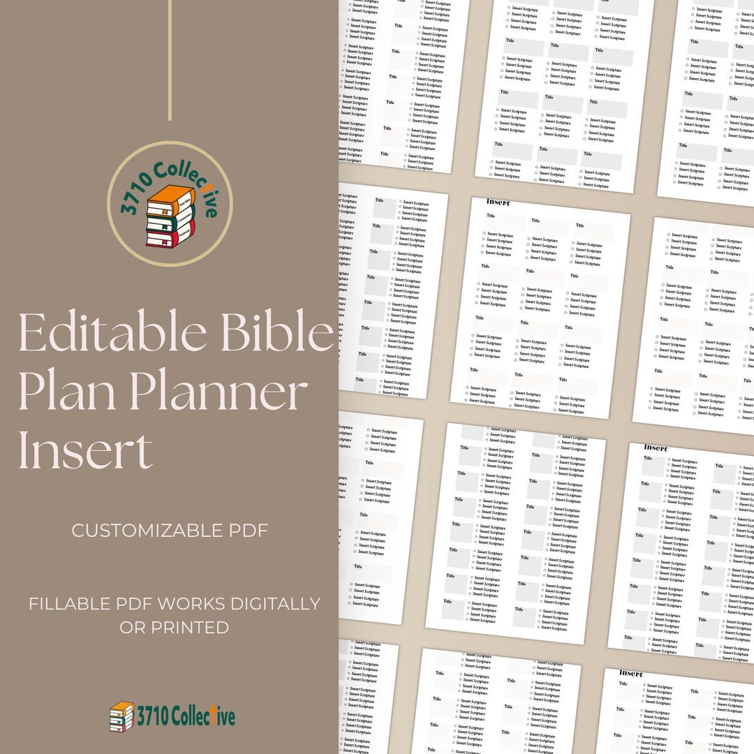 Editable Bible Plan Planner Insert: A5, Half Letter (digital Download ...
