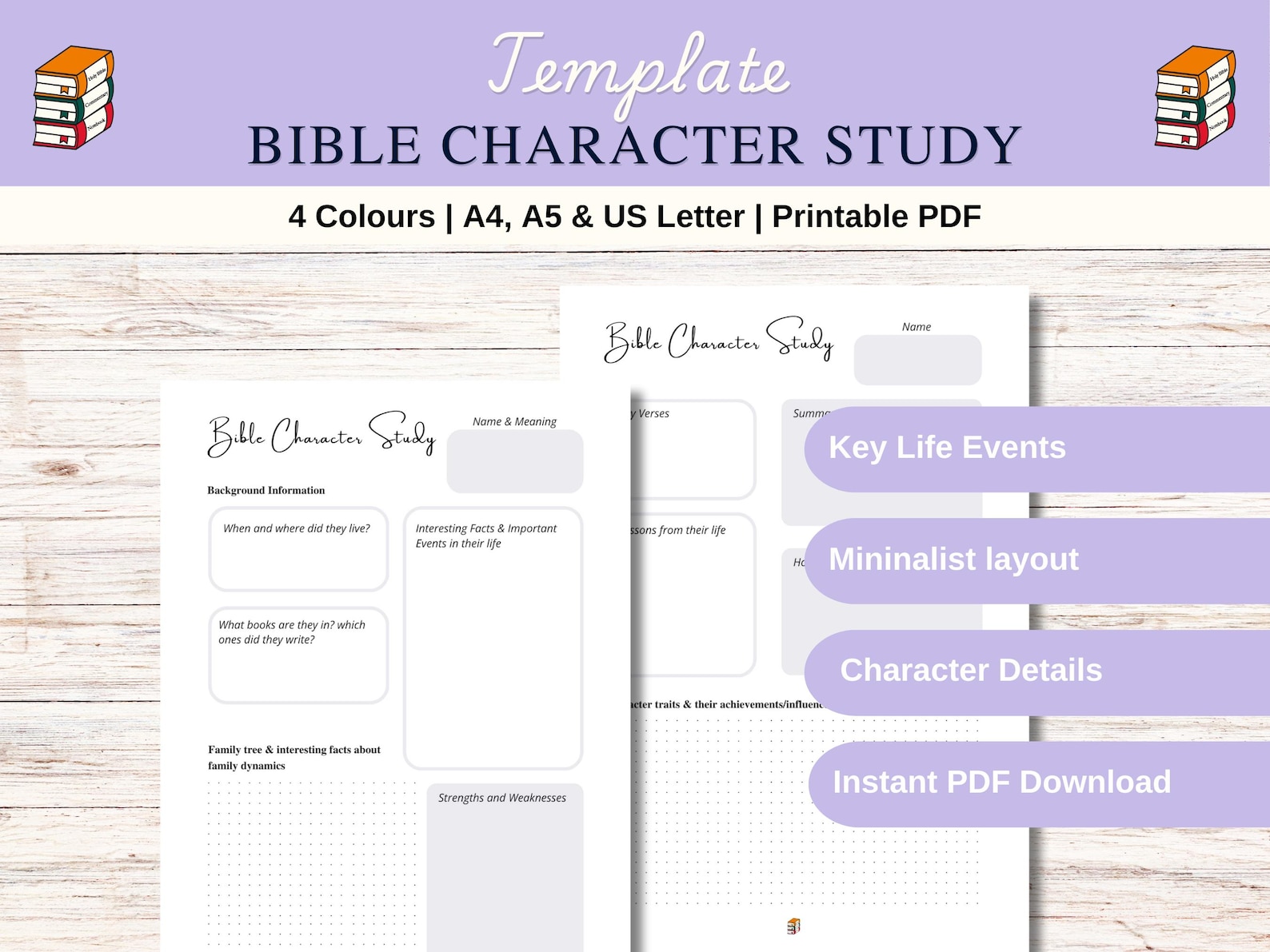 Bible Character Study Template Printable Biblical Character Study Notes ...