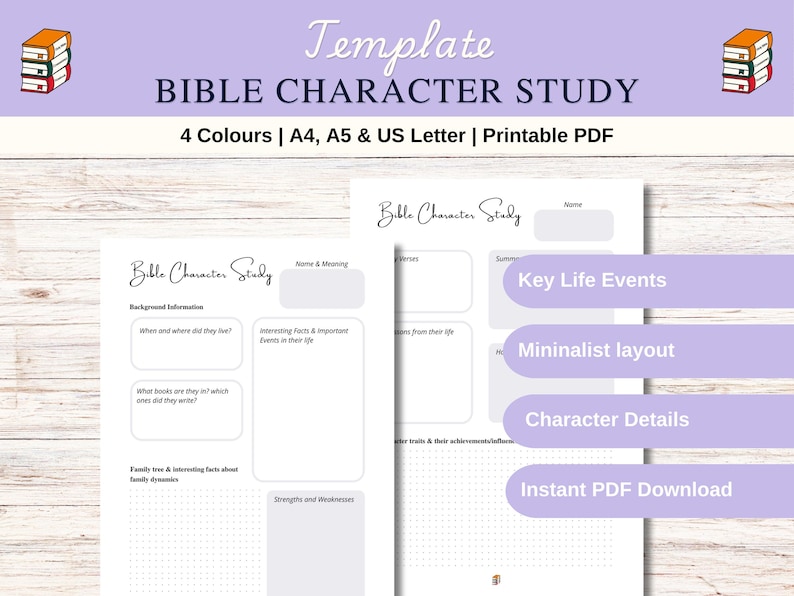 Bible Character Study Template Printable Biblical Character Study Notes ...