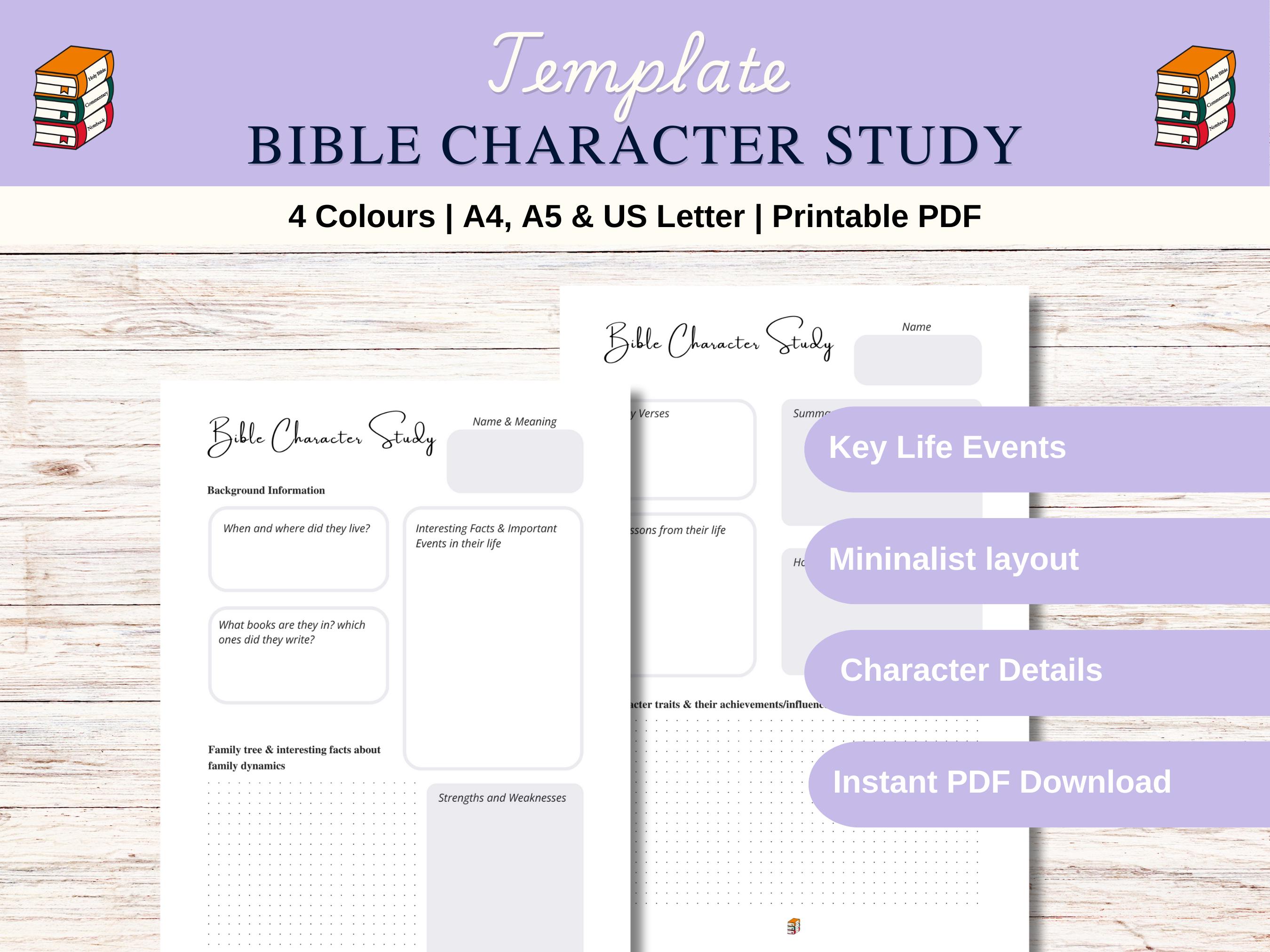 Bible Character Study Template Printable Biblical Character Study Notes ...