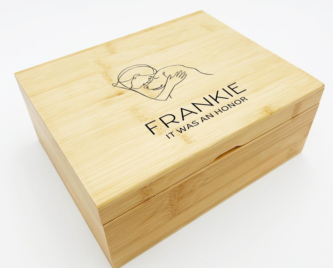 Bamboo Pet Memorial Box Custom Engraving Available 8x10x4 Magnetic ...