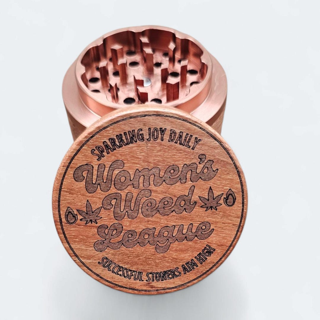 Custom Engraved Wooden Herb Grinder – Clean 4-piece Grinder With Gold ...