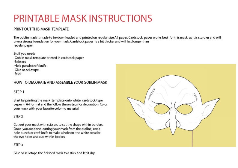 Coloring Goblin Mask Creepy Mask Cosplay Mask Masquerade Mask Return ...