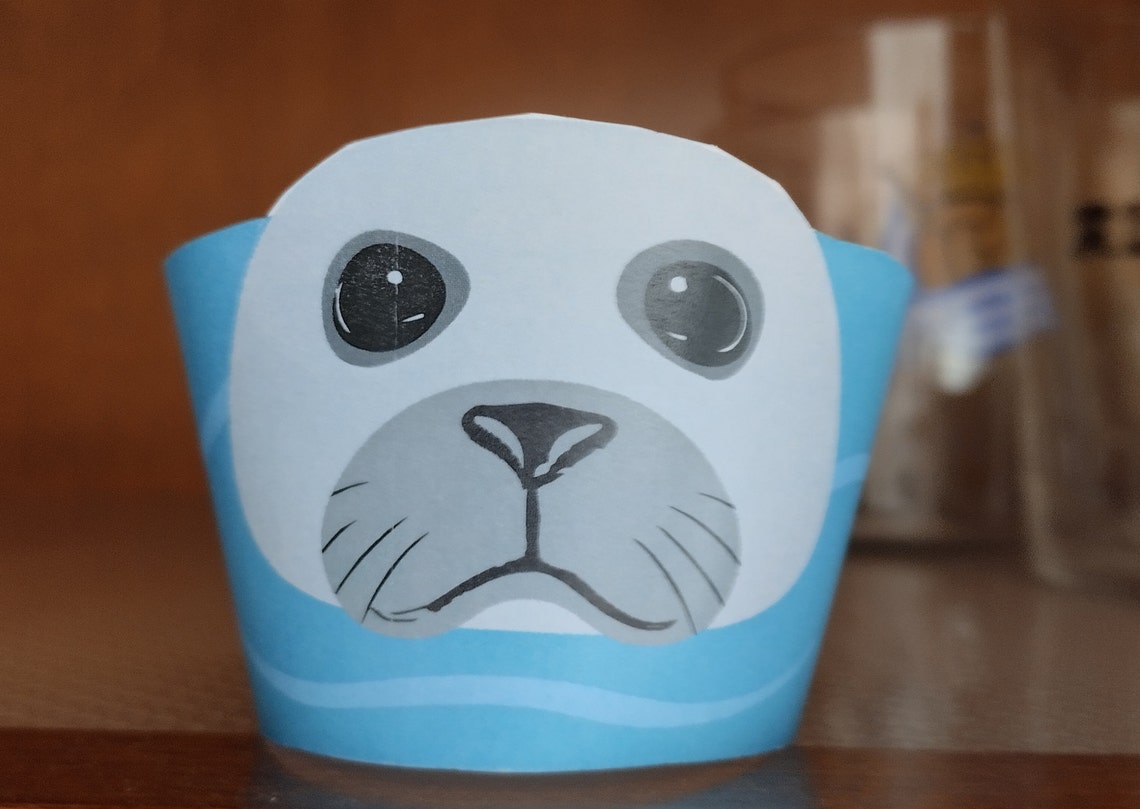 Seal Cupcake Wrappers PRINTABLE Cupcake Wrappers Cute - Etsy
