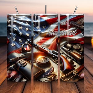 2nd Amendment Guns American Flag Tumbler Wrap 20oz Skinny Tumbler ...