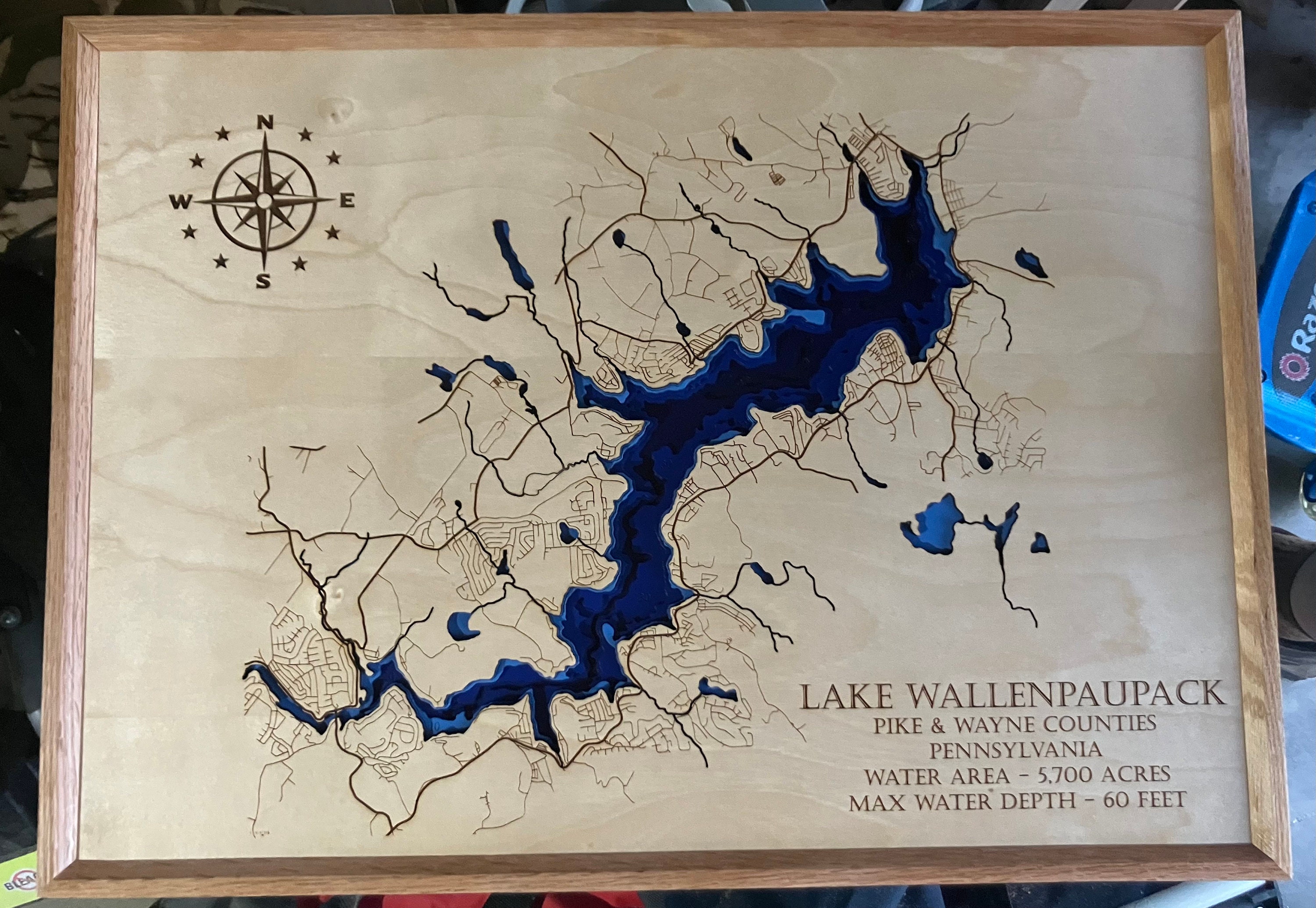 Lake Wallenpaupack Bathymetric Layered Map. Depths of Lake. Lake Frame ...