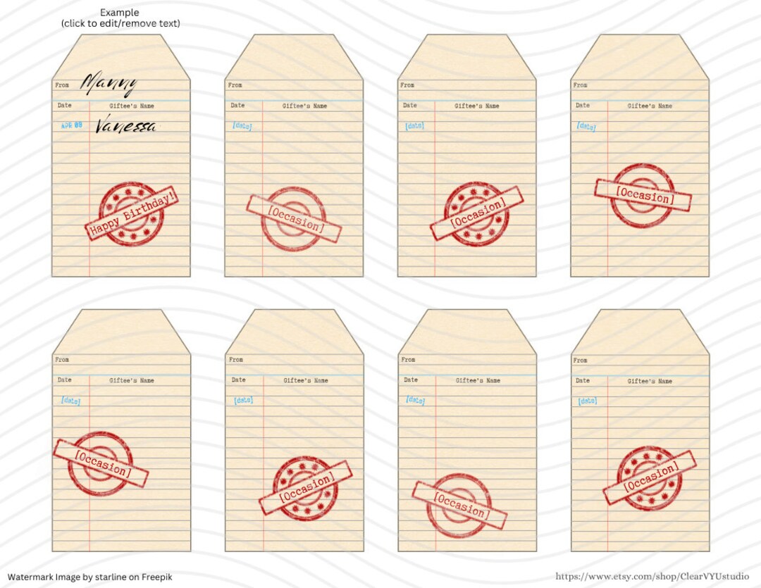 Library Book Due Date Card Gift Tag Template | Gift Tag | Gift Label ...