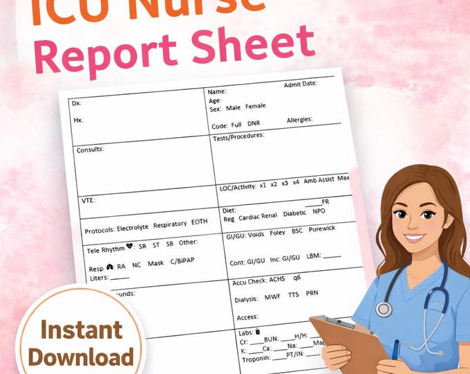 Cardiac Surgery & Cath Lab Forms Bundle: ICU Nursing Sheets (printable ...