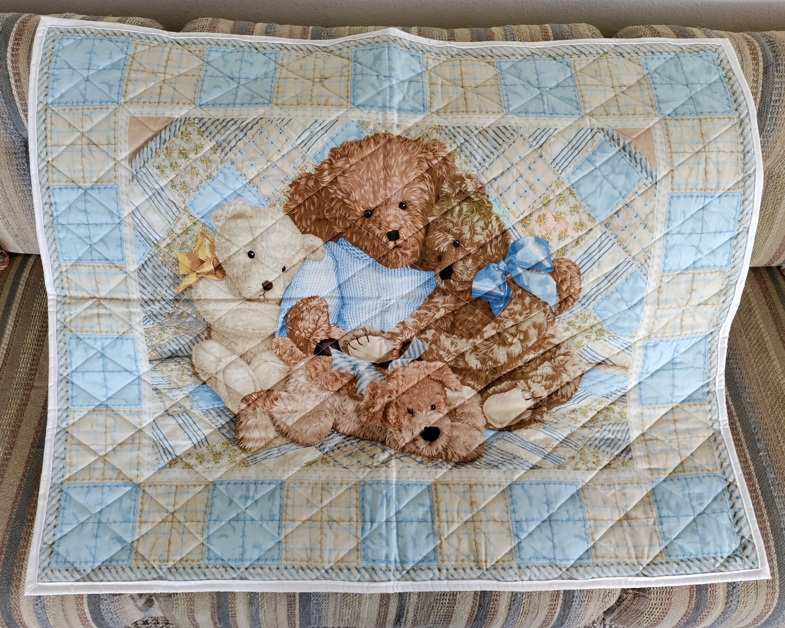 Blue Teddy Bear Baby Quilt - Etsy