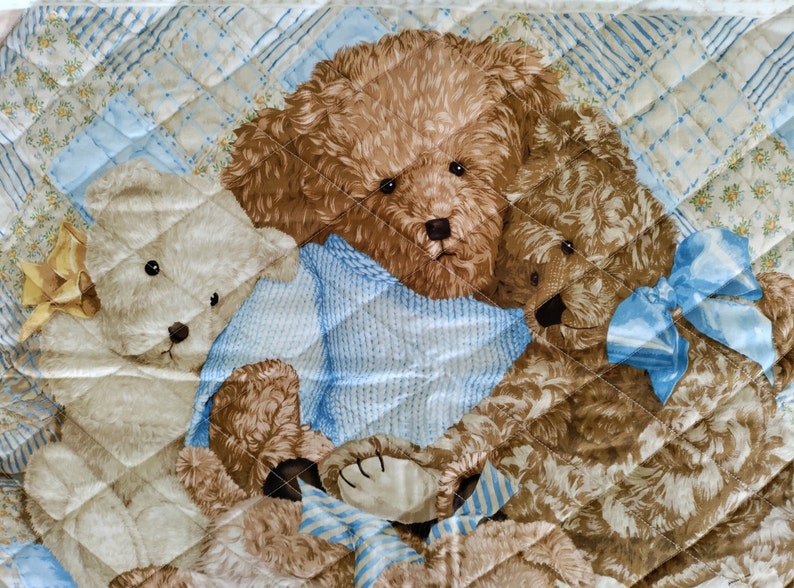 Blue Teddy Bear Baby Quilt - Etsy